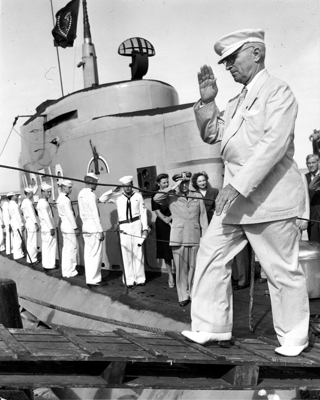 Harry S. Truman at a ship ceremony | Harry S. Truman