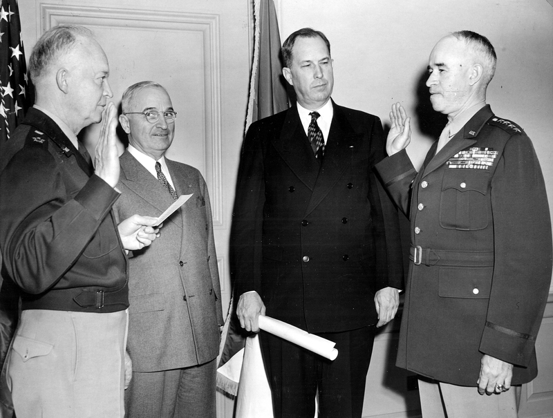 President Truman with Generals Eisenhower and Bradley and Secretary ...
