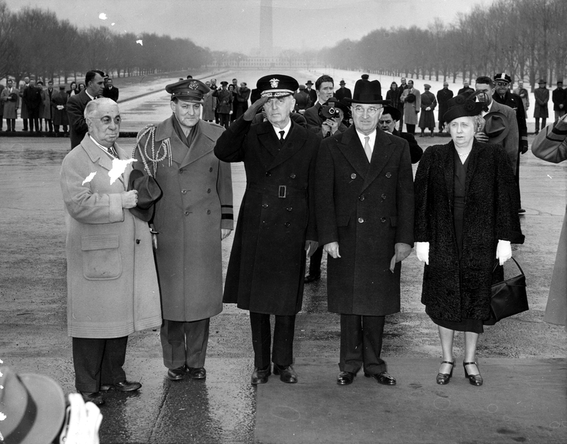 President and Mrs. Truman attending memorial exercises at the Lincoln ...