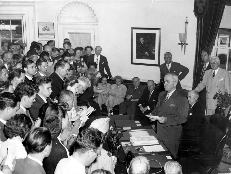 President Truman Announcing Japanese Surrender Harry S Truman