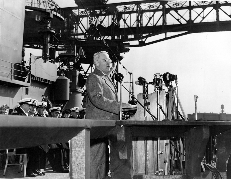 President Truman dedicating the U.S.S. Franklin D. Roosevelt | Harry S ...