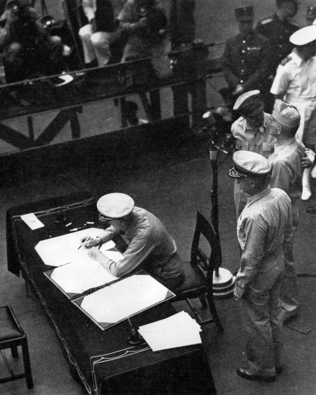 Admiral Chester Nimitz Signs Japanese Surrender on USS Missouri | Harry ...