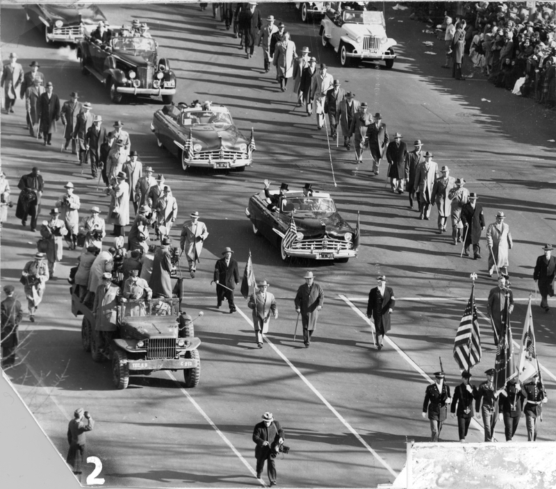 Presidential Inauguration parade of Harry S. Truman in 1949, showing ...