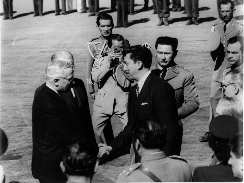 President Harry S. Truman and President Miguel Aleman greeting each ...