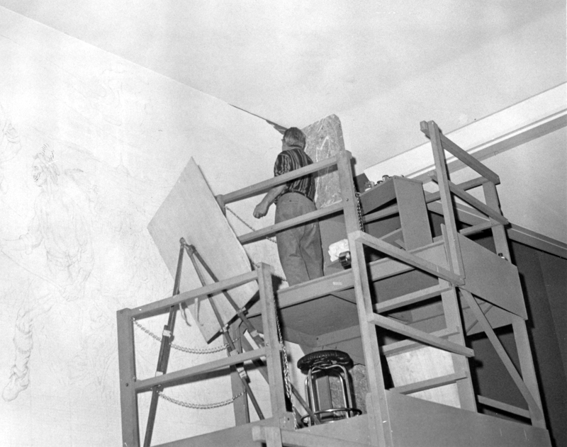 Thomas Hart Benton working in the Truman Library | Harry S. Truman