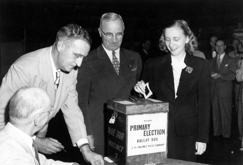 Truman and Margaret Truman voting | Harry S. Truman