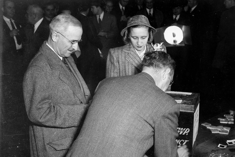 Truman and Margaret Truman voting | Harry S. Truman