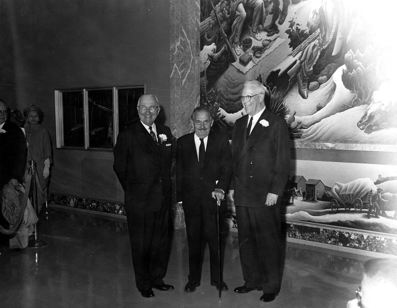 Truman, Benton, and Warren at mural dedication | Harry S. Truman