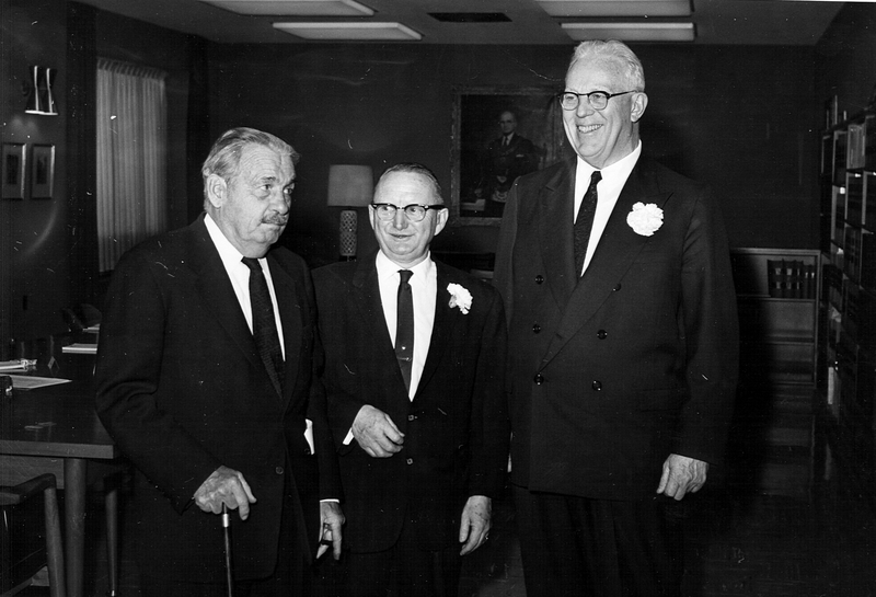 Benton, Brooks, and Warren before dedication of the mural | Harry S. Truman