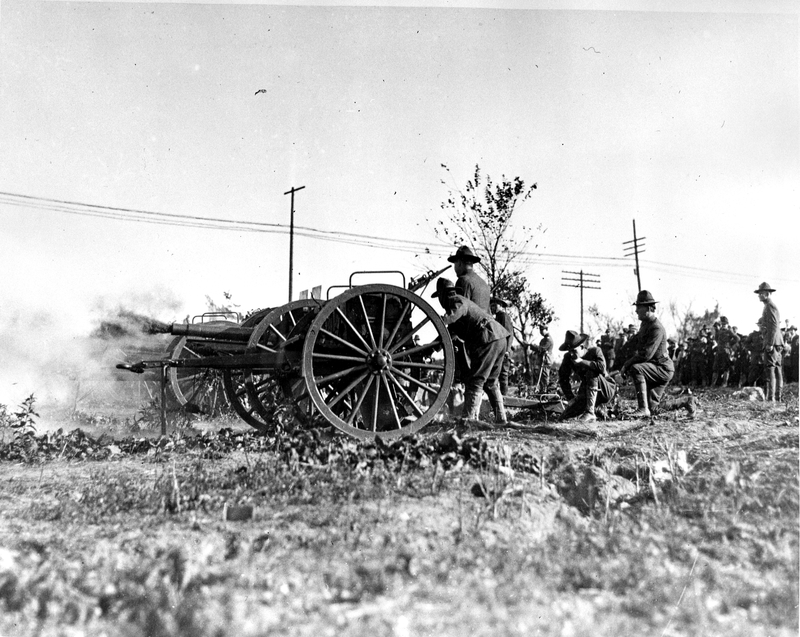 Firing field artillery during World War I, probably in Jackson County ...