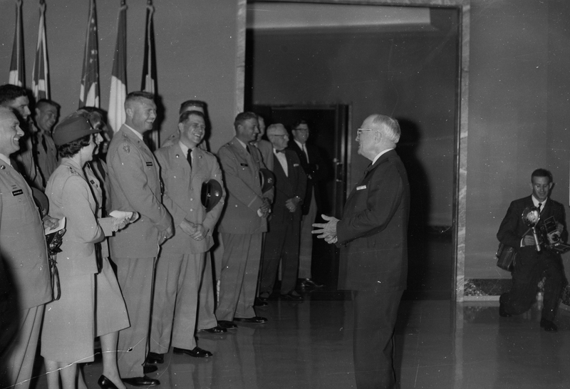 Truman with service personnel in Library | Harry S. Truman