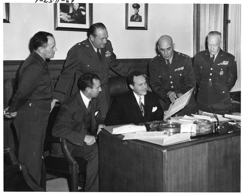 Frank Pace with Governor Sid McMath and Army Officers | Harry S. Truman