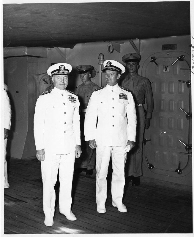 Admiral Forrest Sherman and Rear Admiral James Foskett Aboard the USS ...