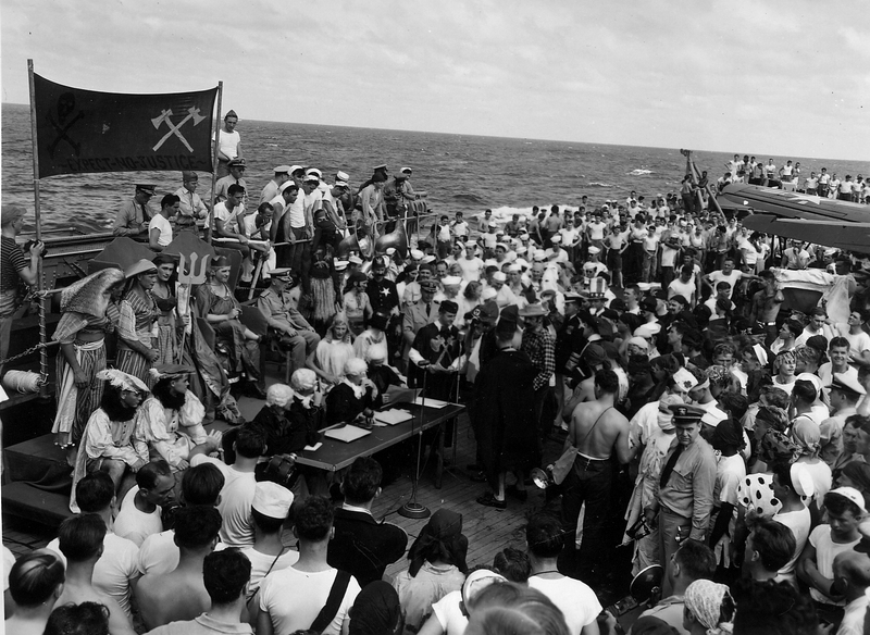 Scene of a Crossing the Equator Ceremony on the USS Missouri | Harry S ...