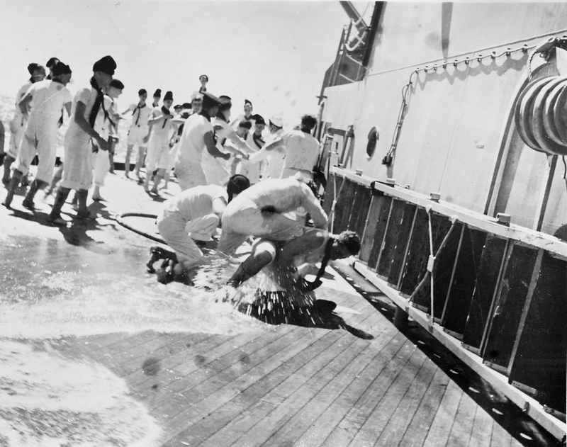 Scene from a Crossing the Equator Ceremony on the USS Missouri | Harry ...