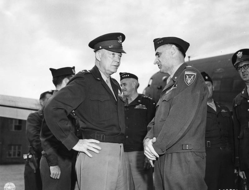 General Eisenhower talks with General Clay during Potsdam Conference ...