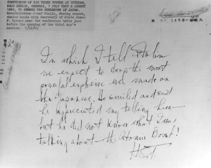 Truman's handwriting on the back of a Potsdam photograph describing ...