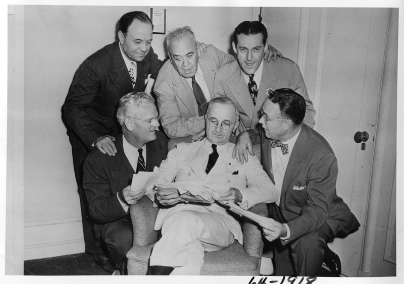 Harry S. Truman with Tom Evans, Fred Canfil, Lew Barringer, and Edward ...