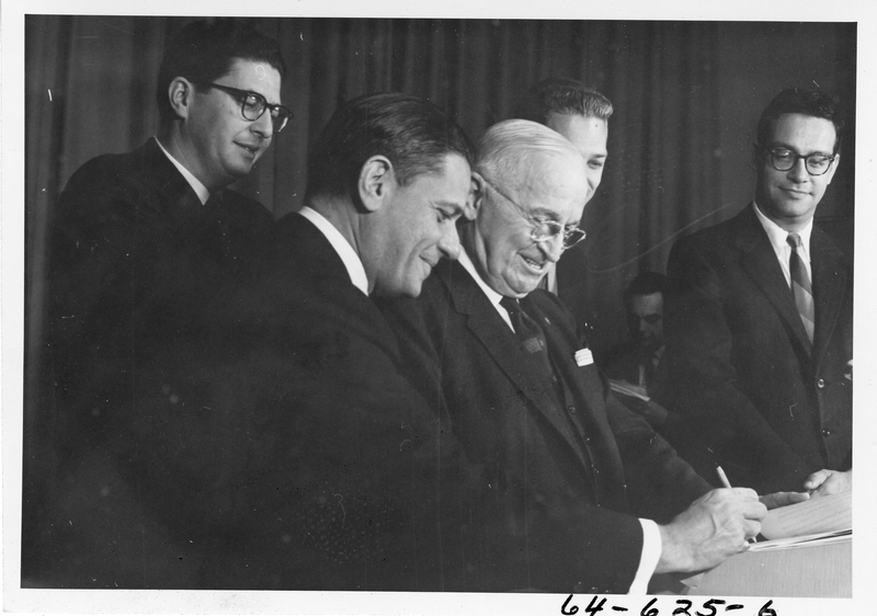 Former President Harry S. Truman with a Group of Men at a Television ...