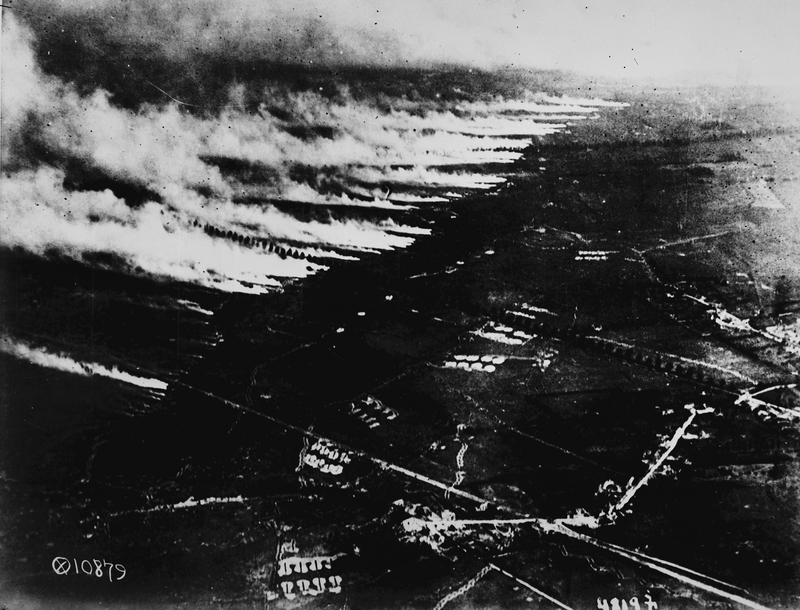 Aerial photograph of gas and flame attack during World War I | Harry S ...