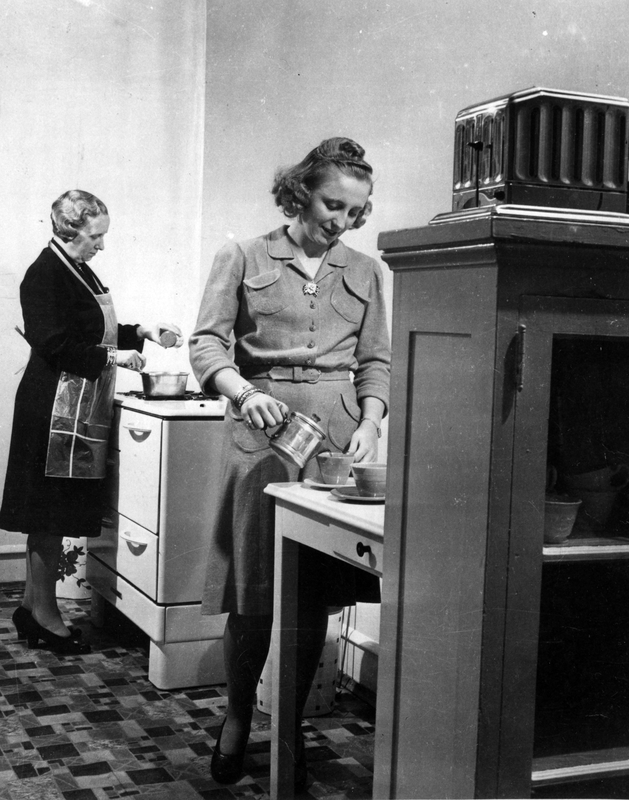 Bess and Margaret Truman in Kitchen of Washington D. C. Apartment ...