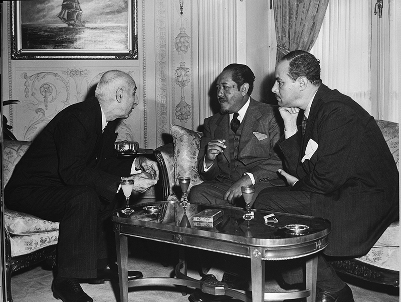 Prime Minister Mohammed Mossadegh of Iran visiting with Dr. Ali ...