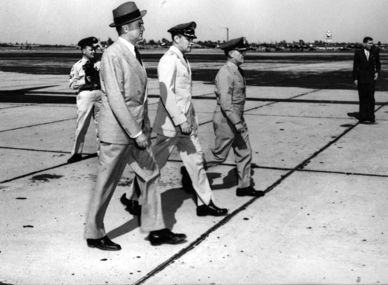 Stuart Symington, General Vandenberg and Major General Kepner at Eglin ...