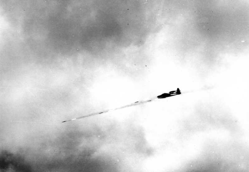 Again the versatile F-84 fires at target in aerial firepower ...