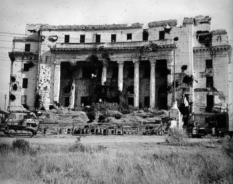 War Damaged Agriculture and Commerce Building in Manila, Philippines ...