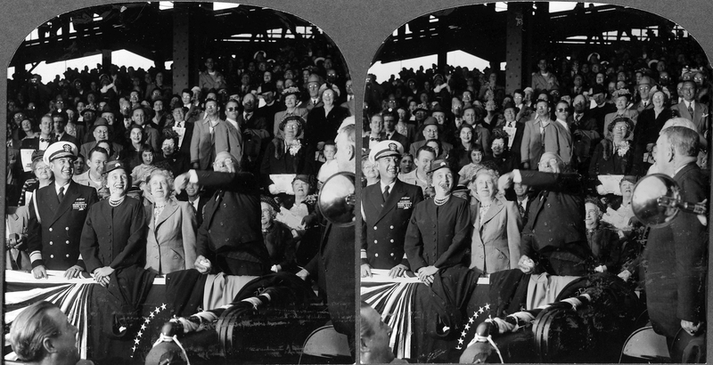 Stereograph of President Truman Throwing out a Baseball at a Game ...