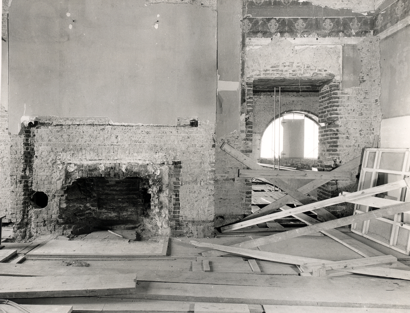 View of fireplace during renovation of White House | Harry S. Truman