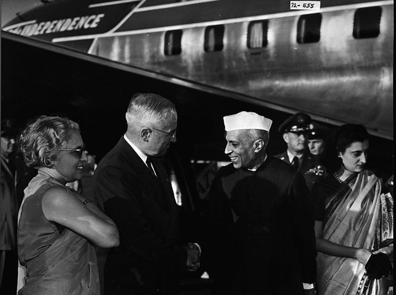 President Truman greets Prime Minister Nehru as he exits the ...