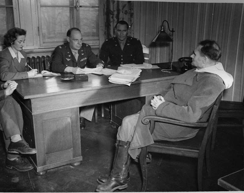 Rudolph Hess being interrogated by Col. John Amen and Col. Smith ...