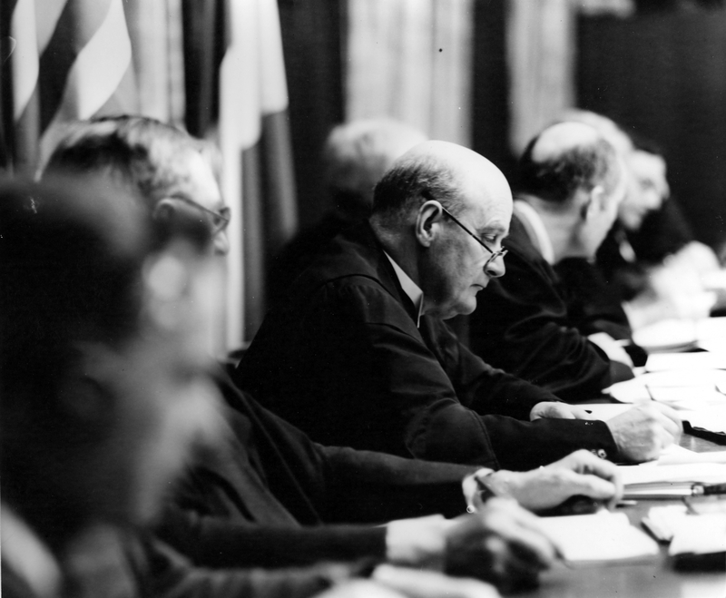 Lord Justice Geoffrey Lawrence at the Nuremberg War Crimes Trials ...