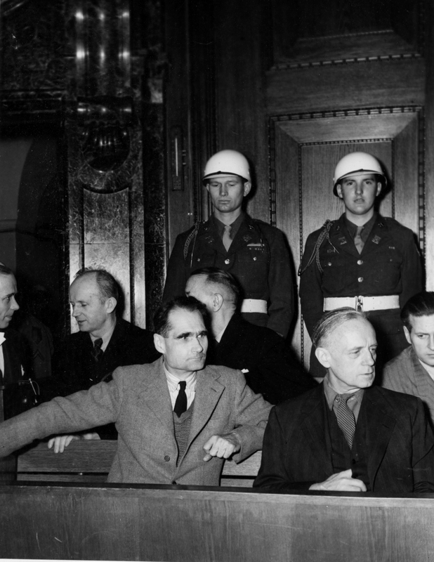 Rudolf Hess and Joachim von Ribbentrop at the Nuremberg War Crimes ...