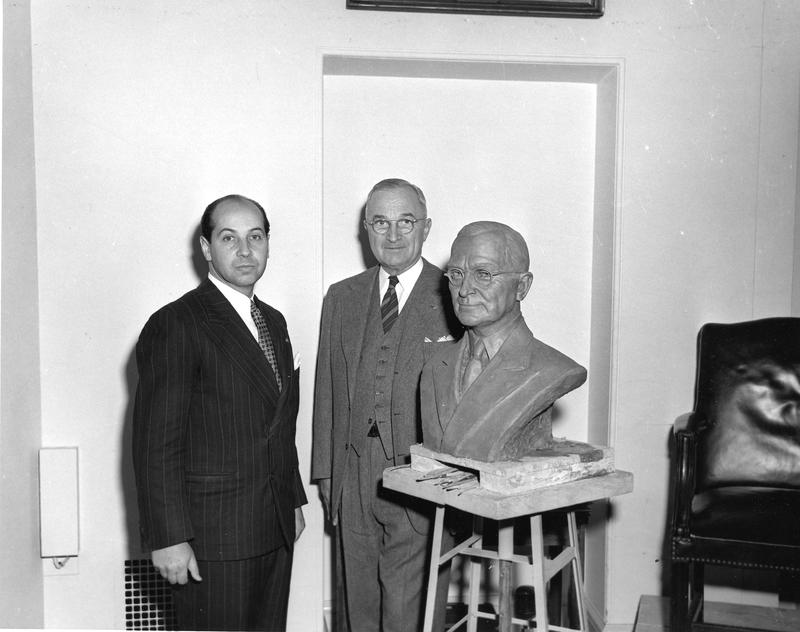 President Truman with Bust | Harry S. Truman