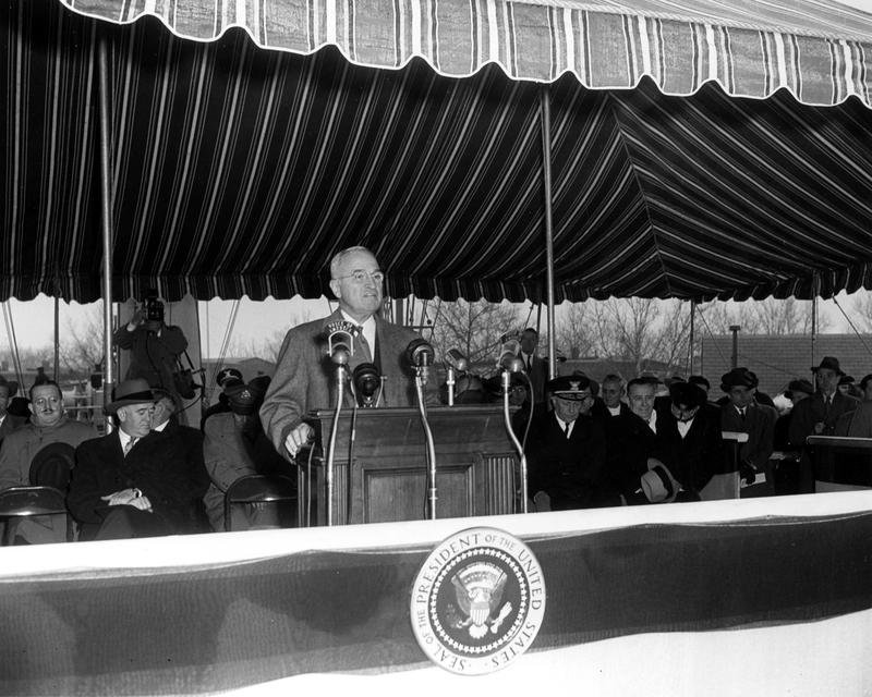 President Truman Speaking Aboard the Courier | Harry S. Truman