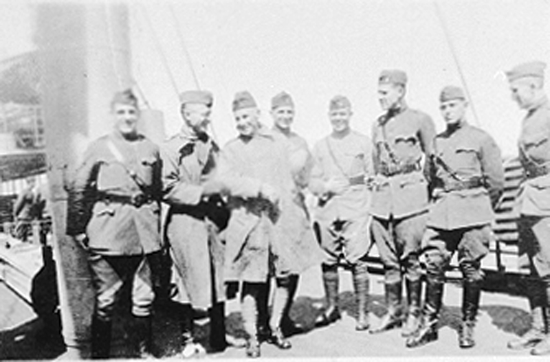 Harry Truman and other 129th Field Artillery offficers on board the ...