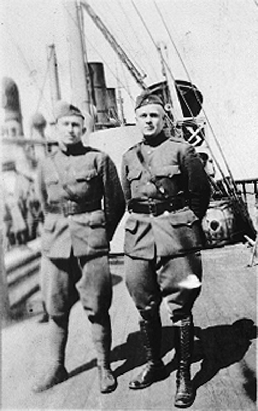 Two unidentified soldiers on a ship during World War I | Harry S. Truman