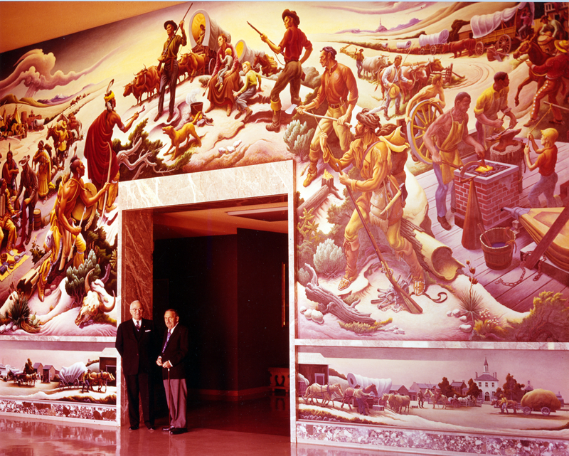 Truman and Benton in front of the mural at the Truman Library | Harry S ...
