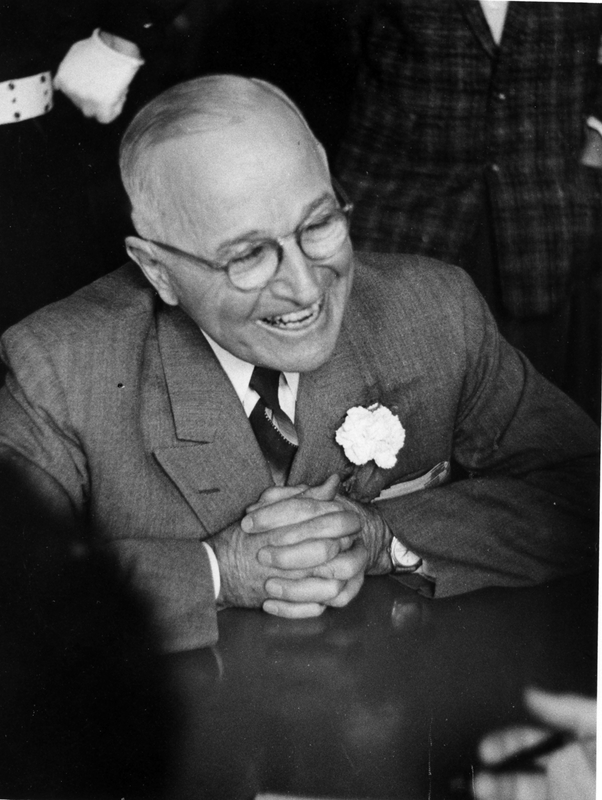 Former President Harry S. Truman Laughing with Reporters in Welch, West ...