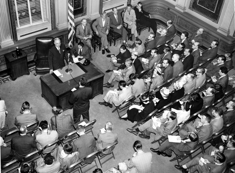 President Truman at a weekly press conference | Harry S. Truman