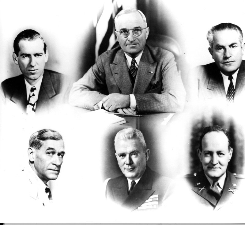 Collage of President Truman with his White House Staff. Others ...