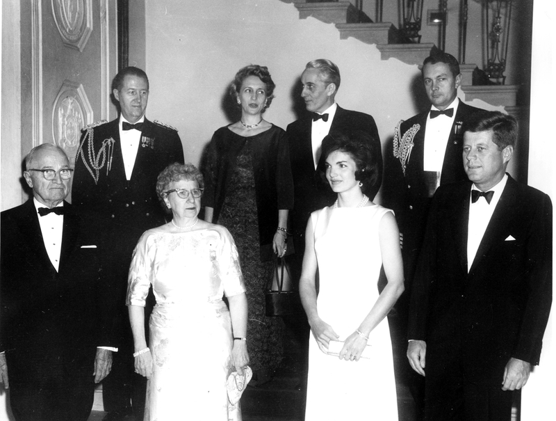 President and Mrs. Kennedy Pose with President and Mrs. Truman During a ...