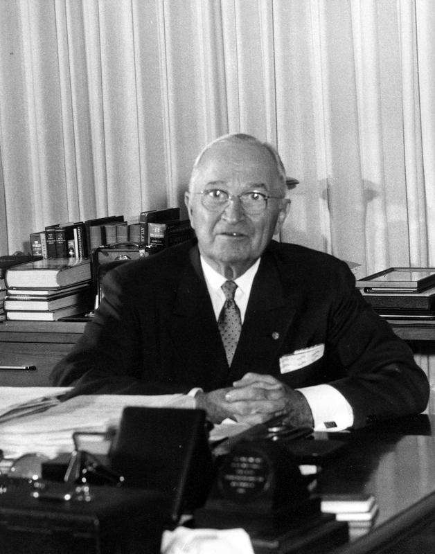 Truman, Harry S. - Portrait at Truman Library office | Harry S. Truman