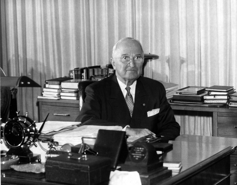 Truman, Harry S. - Portrait in Truman Library office | Harry S. Truman
