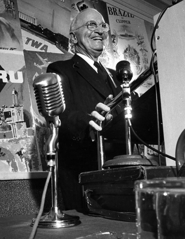 Former President Truman in an unknown city during the 1960 campaign ...
