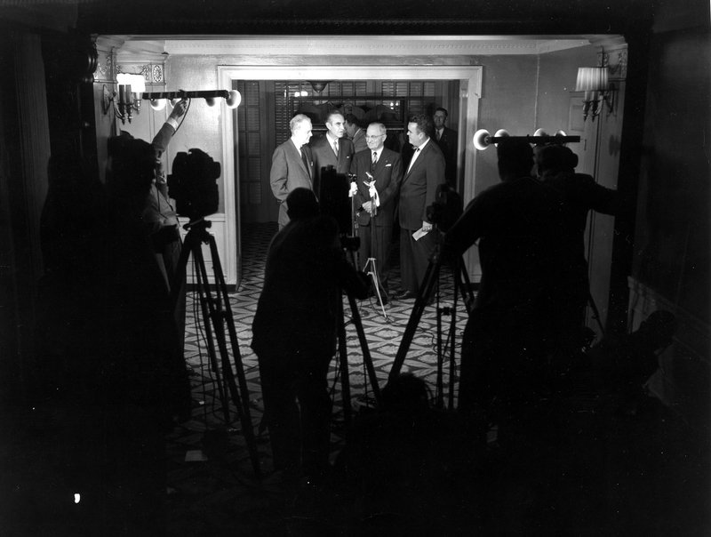 Truman and others before the newsreel cameras | Harry S. Truman