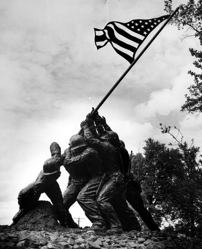 Monument of the flag raising on Iwo Jima on the grounds of the U. S ...
