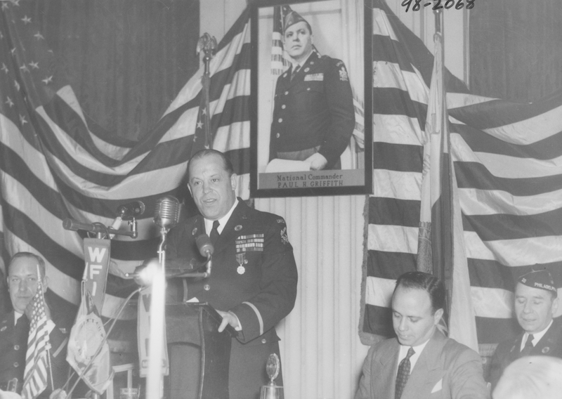 American Legion National Commander Paul Griffith Speaking at Podium ...
